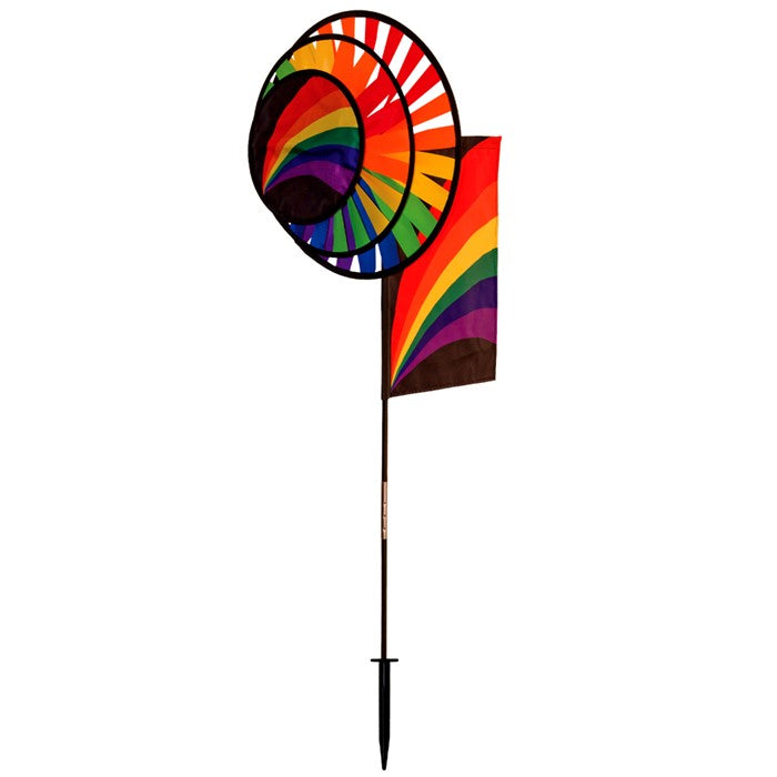 "Rainbow" Dual Wheel Spinner with Garden Flag – Old City Kites